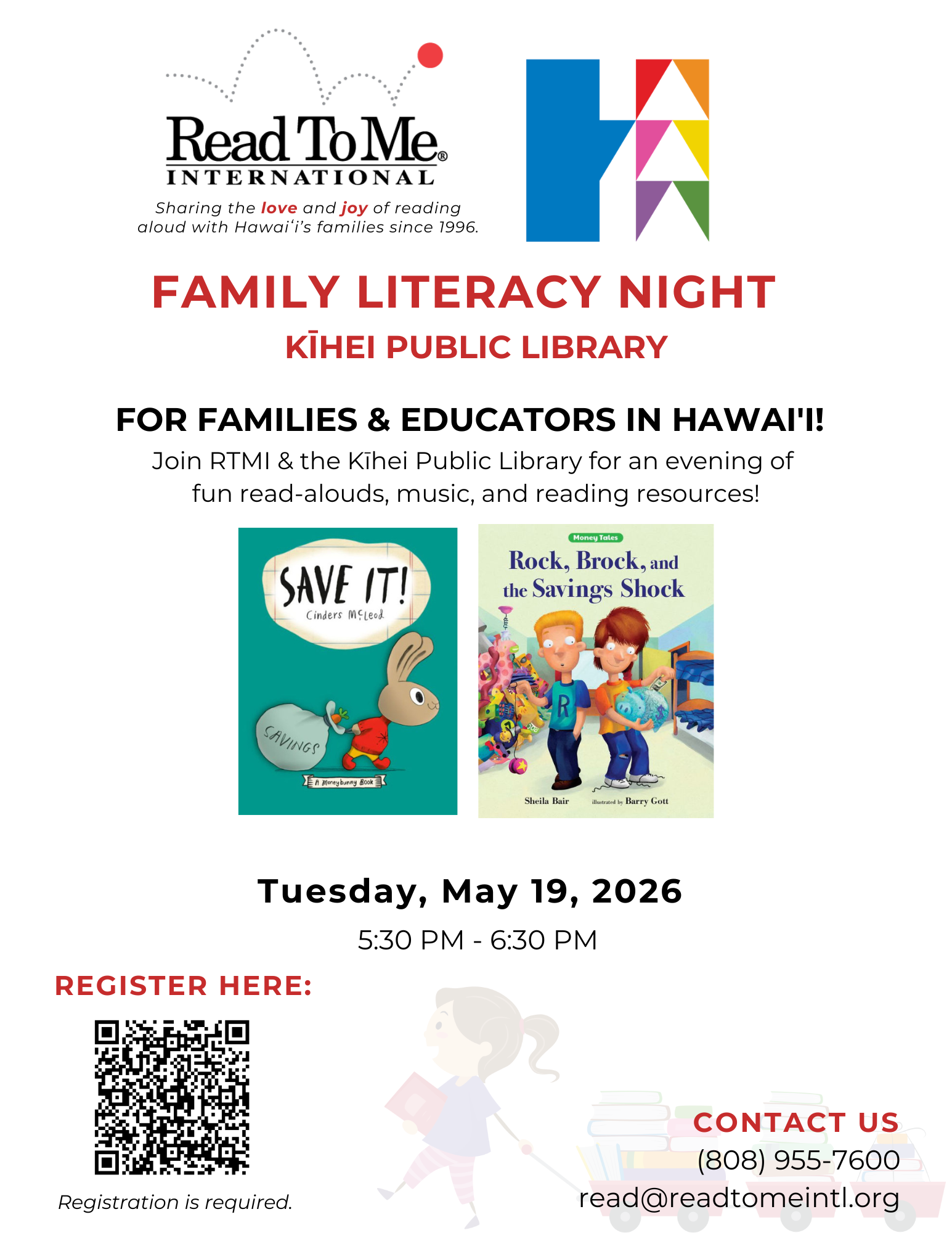 RTMI & Kīhei Public Library Family Literacy Night - Read To Me